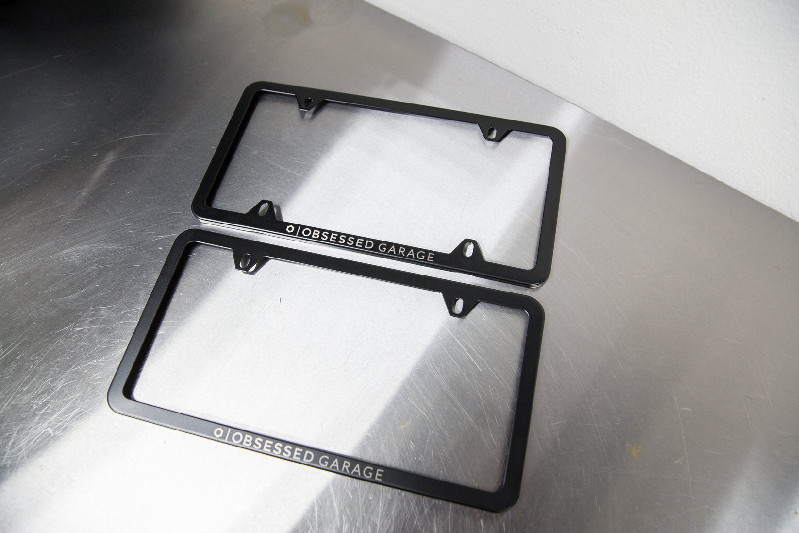 Premium Slim Plate Frames in Brushed Stainless Steel and Black with ...