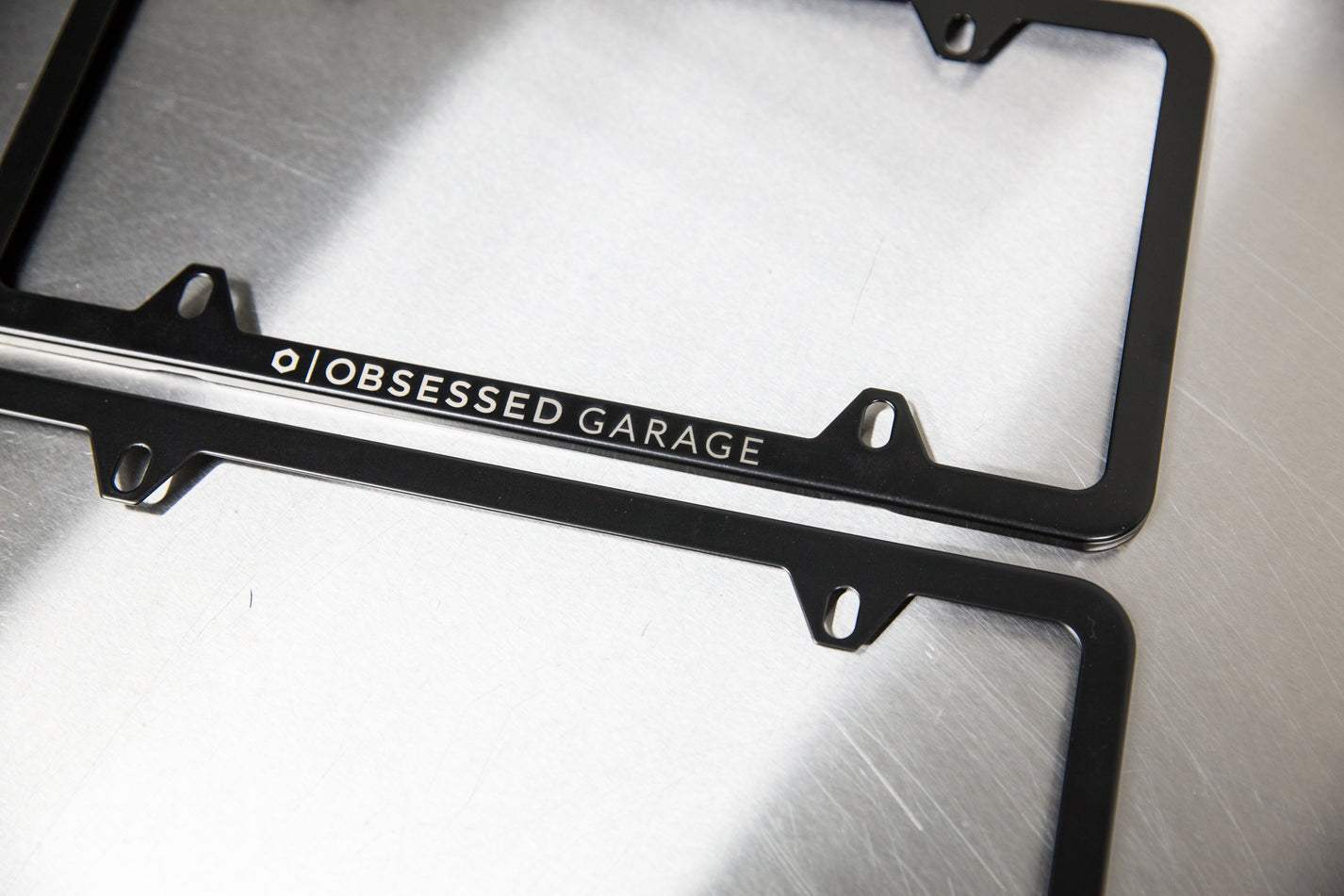 Premium Slim Plate Frames in Brushed Stainless Steel and Black with ...